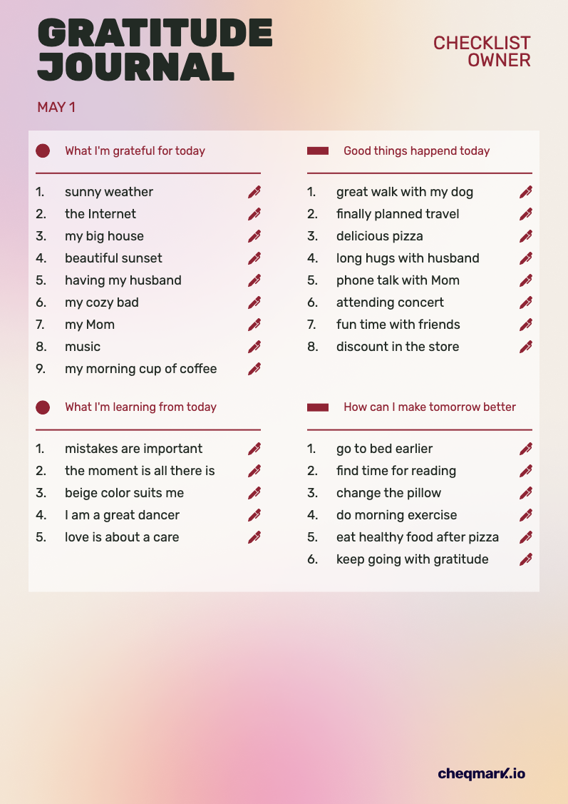 Gratitude Journal Template - Top 20 Examples for You | Cheqmark