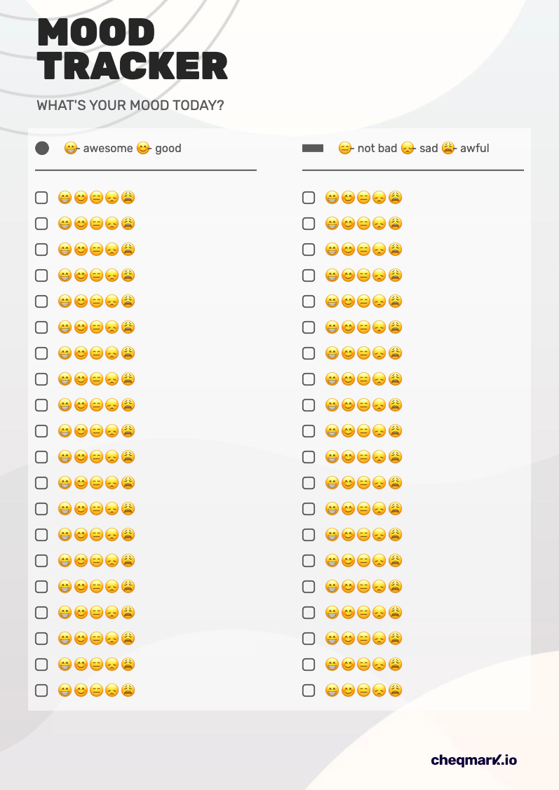 Mood Tacker Printable - Top 20 Examples for You | Cheqmark